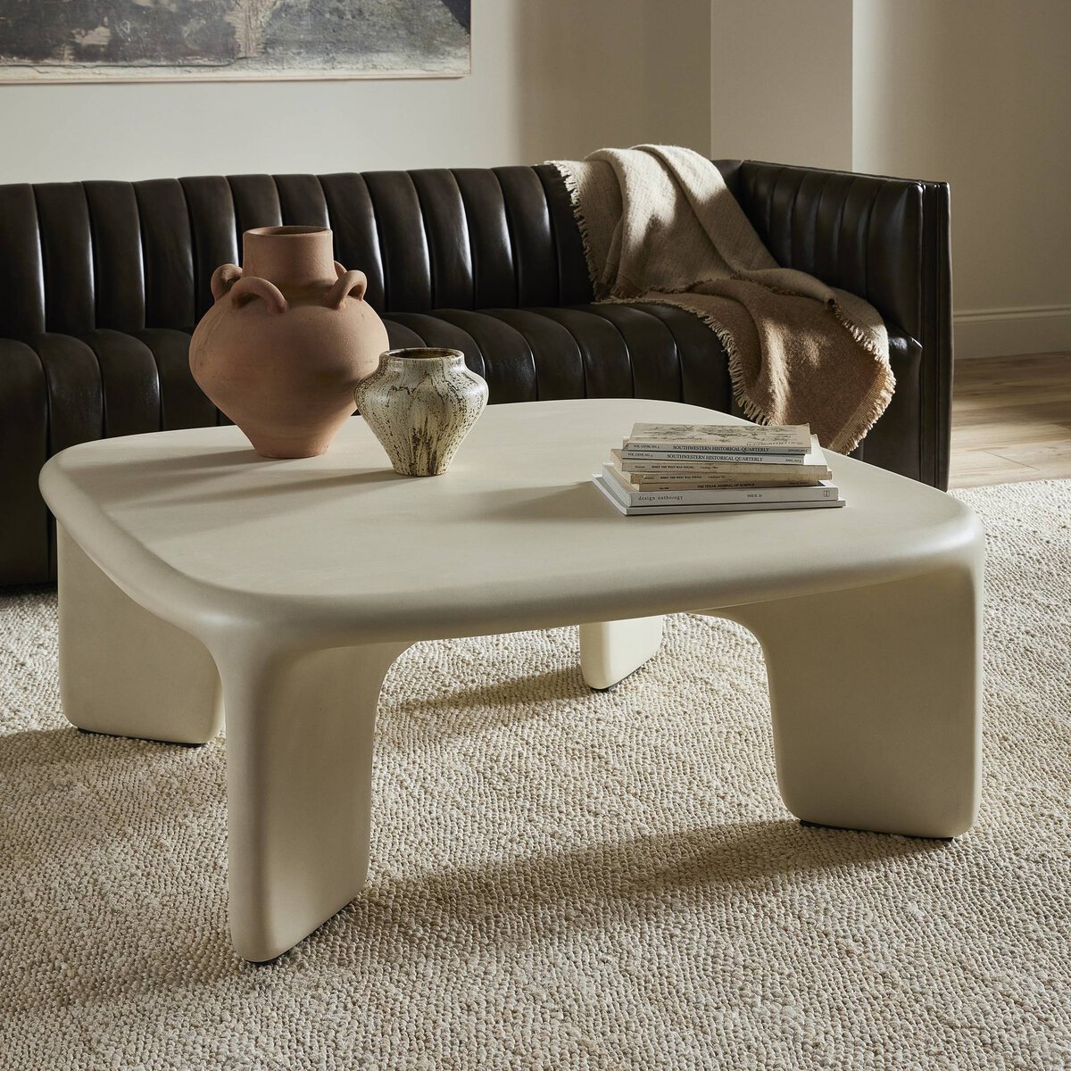 Dante Coffee Table White Concrete Four Hands
