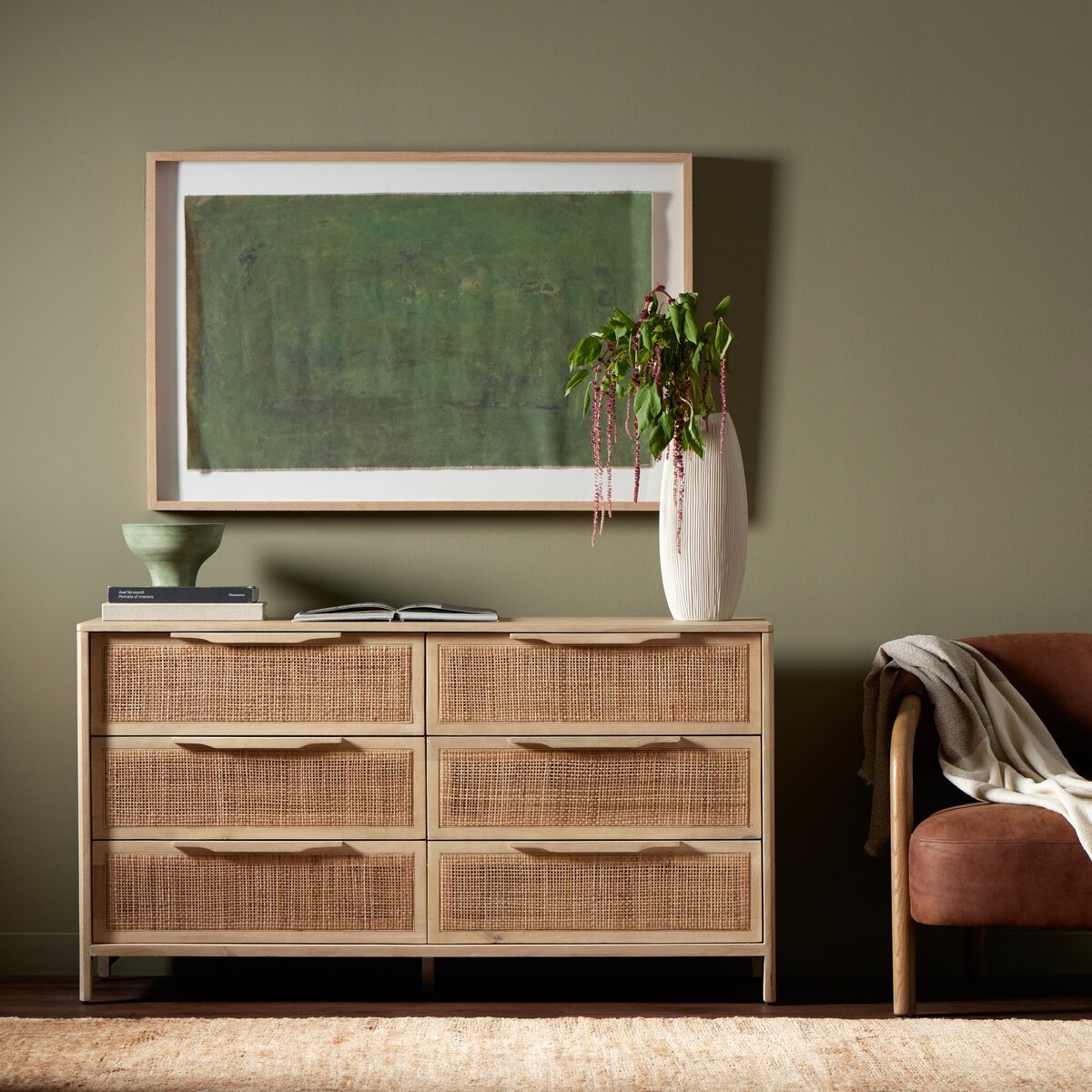 Sydney 6 Drawer Dresser Natural Cane Four Hands