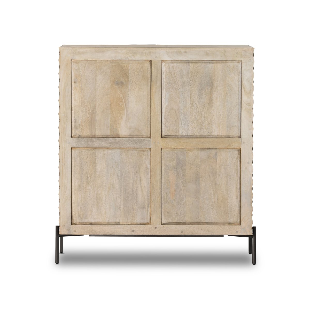 Raffael Bar Cabinet Carved Stonewash Grey Mango Four Hands