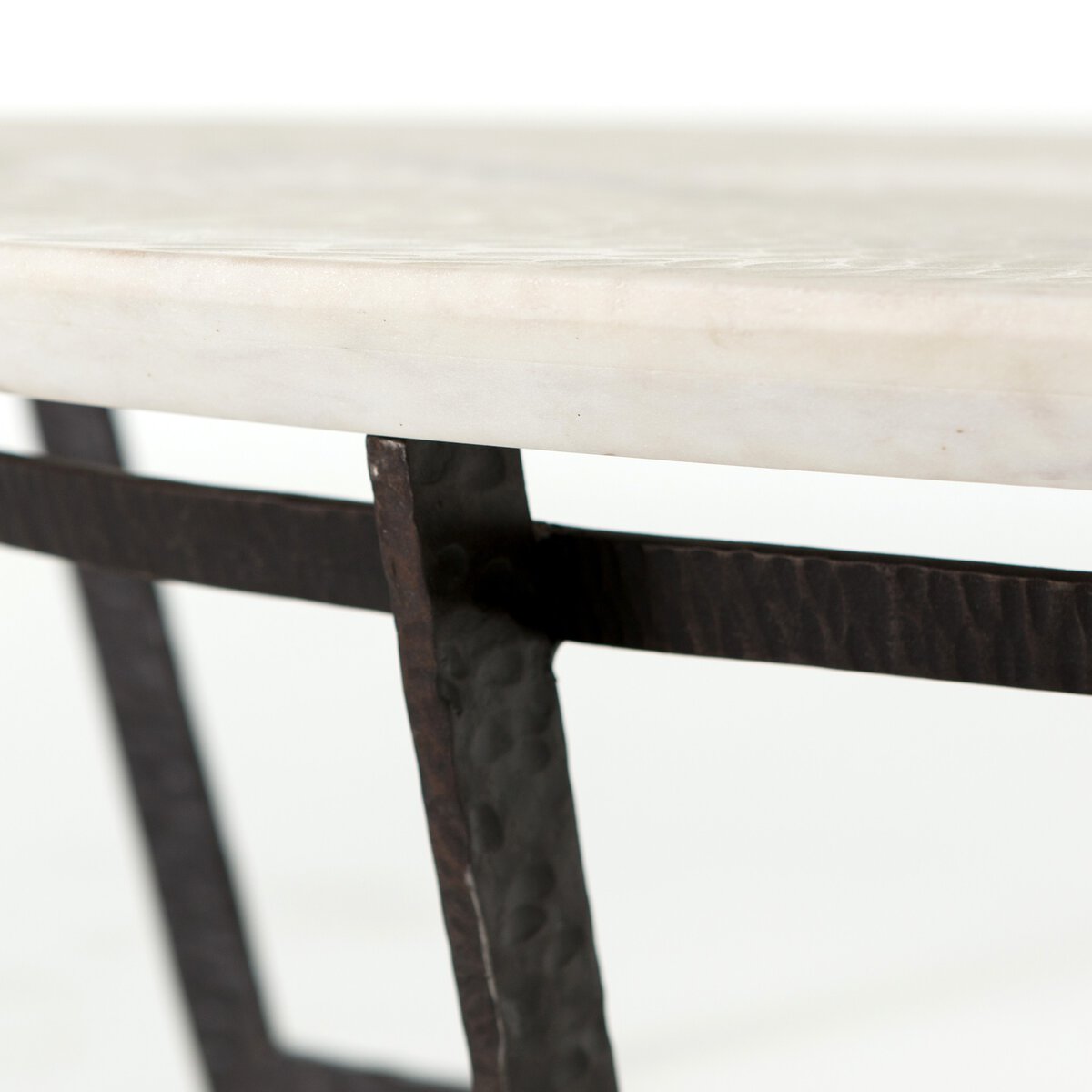 Felix Round Coffee Table Sandblasted White Marble Four Hands