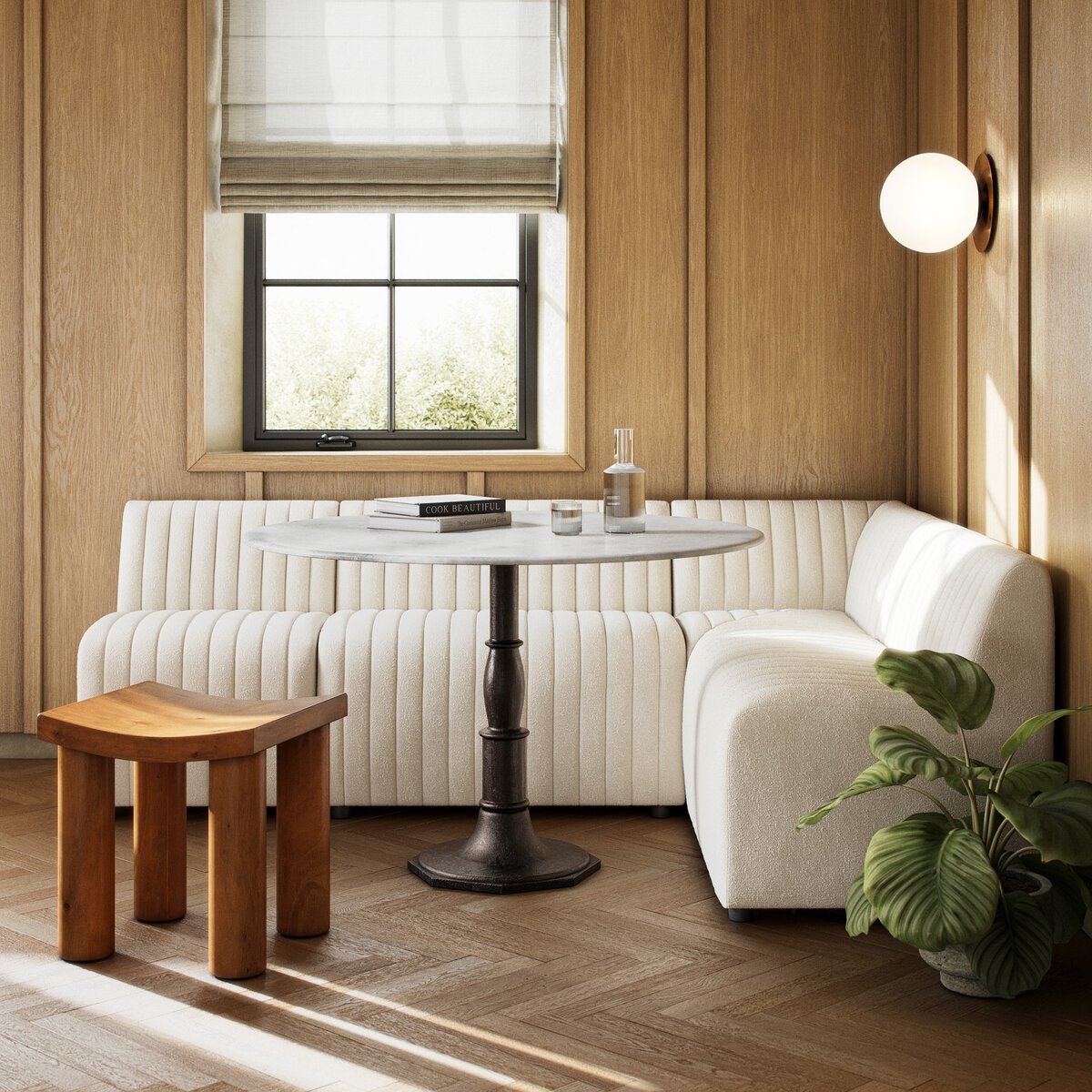 Augustine Dining Banquette L Shape Capri Oatmeal Four Hands