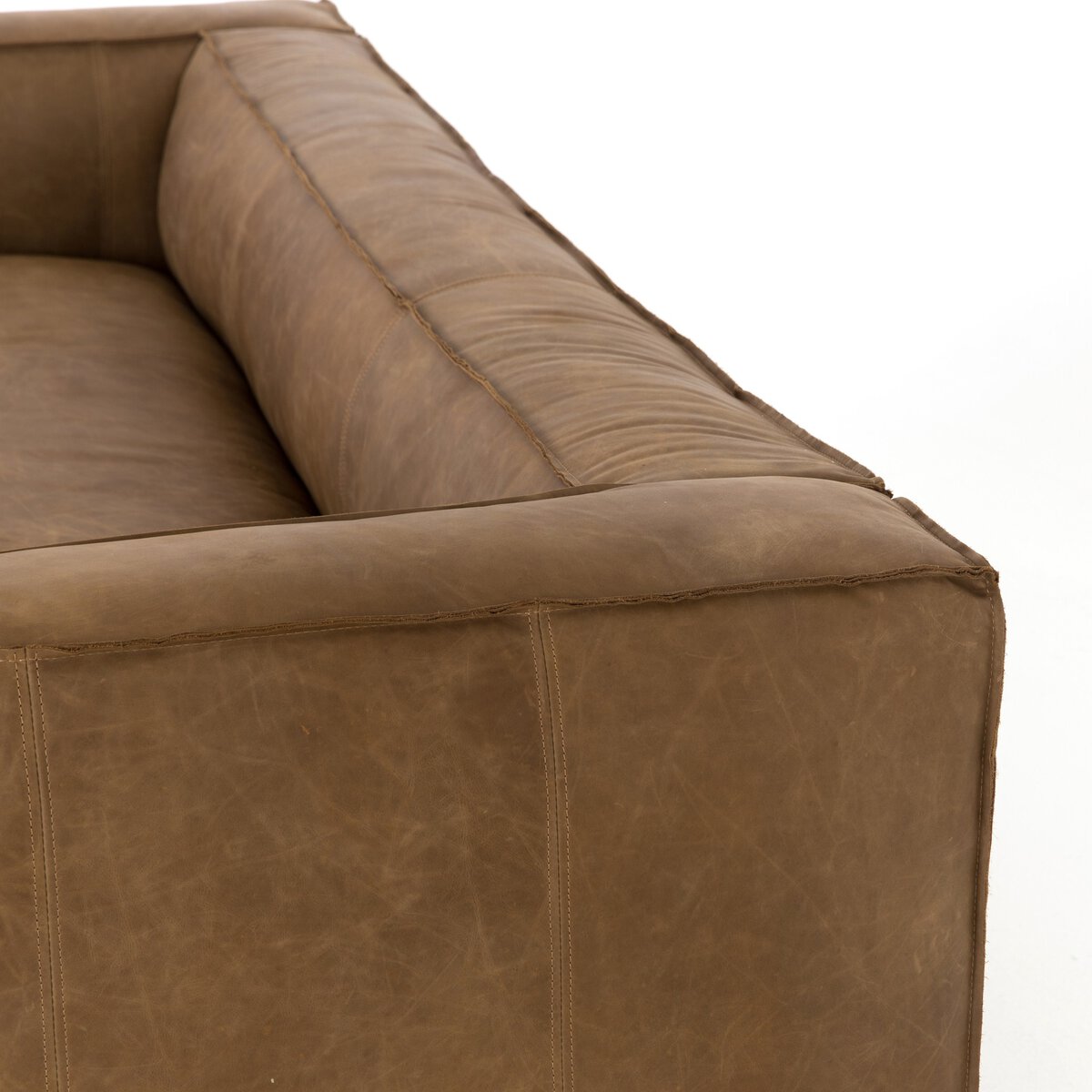 Nolita Reverse Stitch Sofa Natural Washed Sand Four Hands