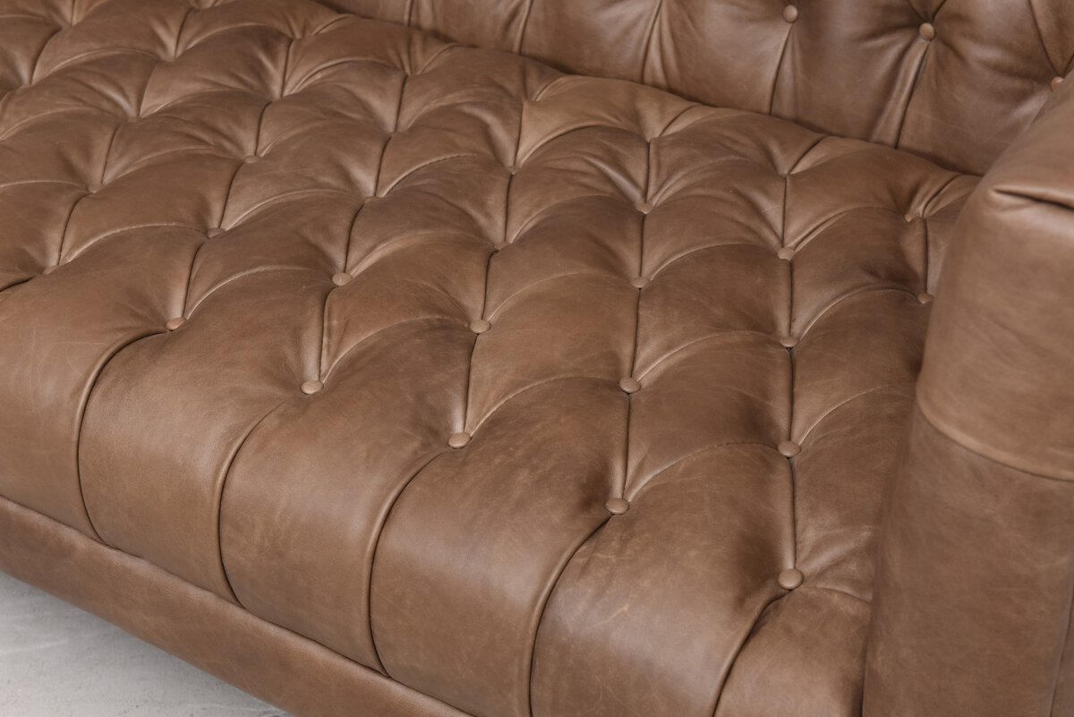 Williams Leather Sofa Natural Washed Chocolate Four Hands