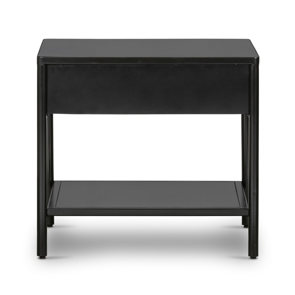Black metal end table with drawer store