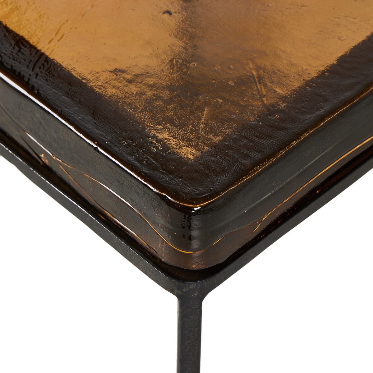 Lennie Cast Glass Bunching Table Amber Cast Glass Four Hands