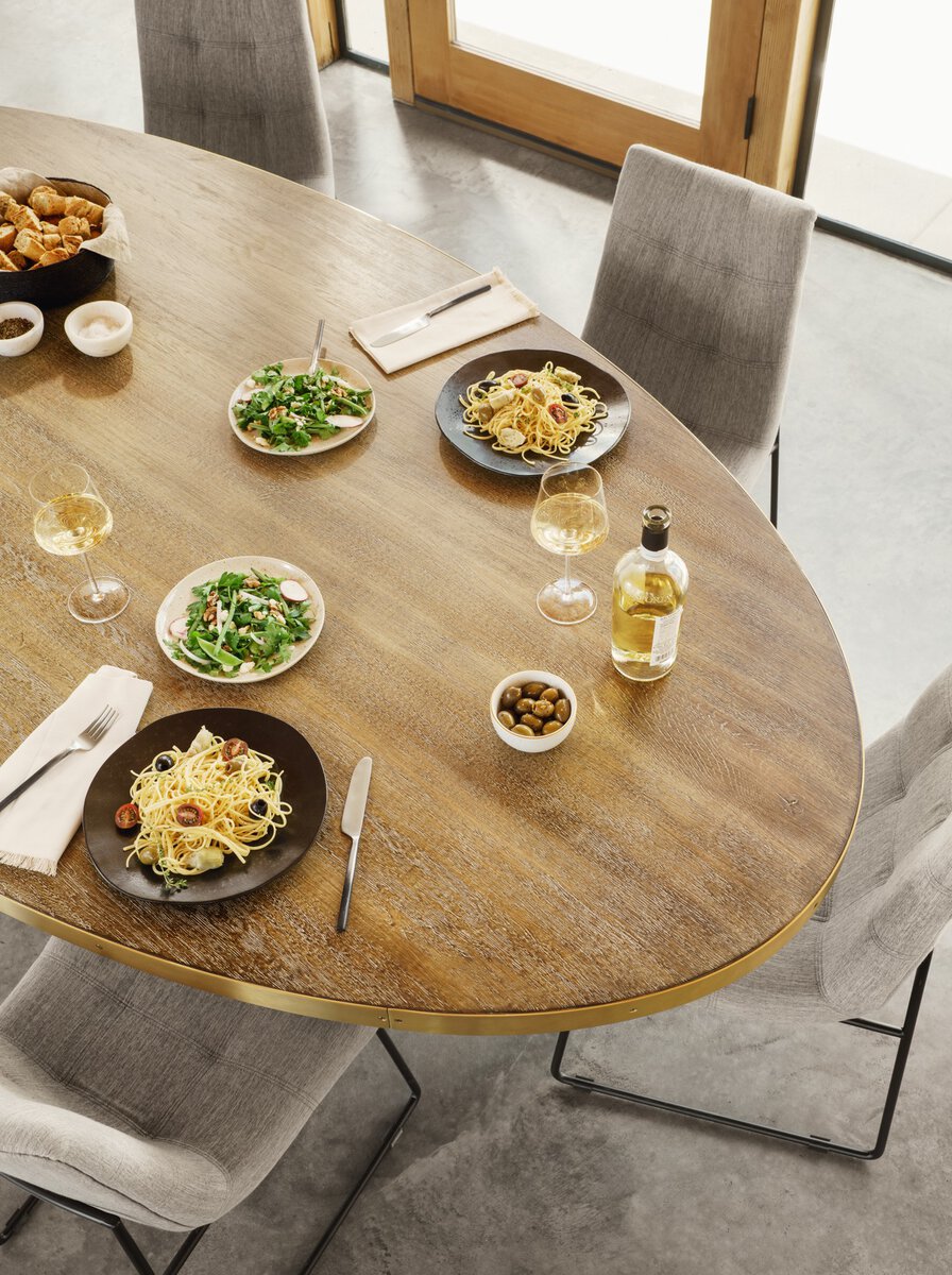 Evans Oval Dining Table Reclaimed Burnt Oak Four Hands