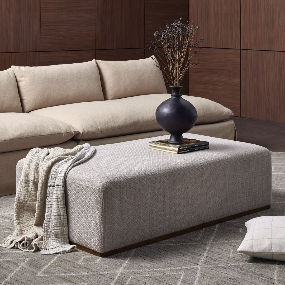 Clive Ottoman Gibson Taupe Four Hands