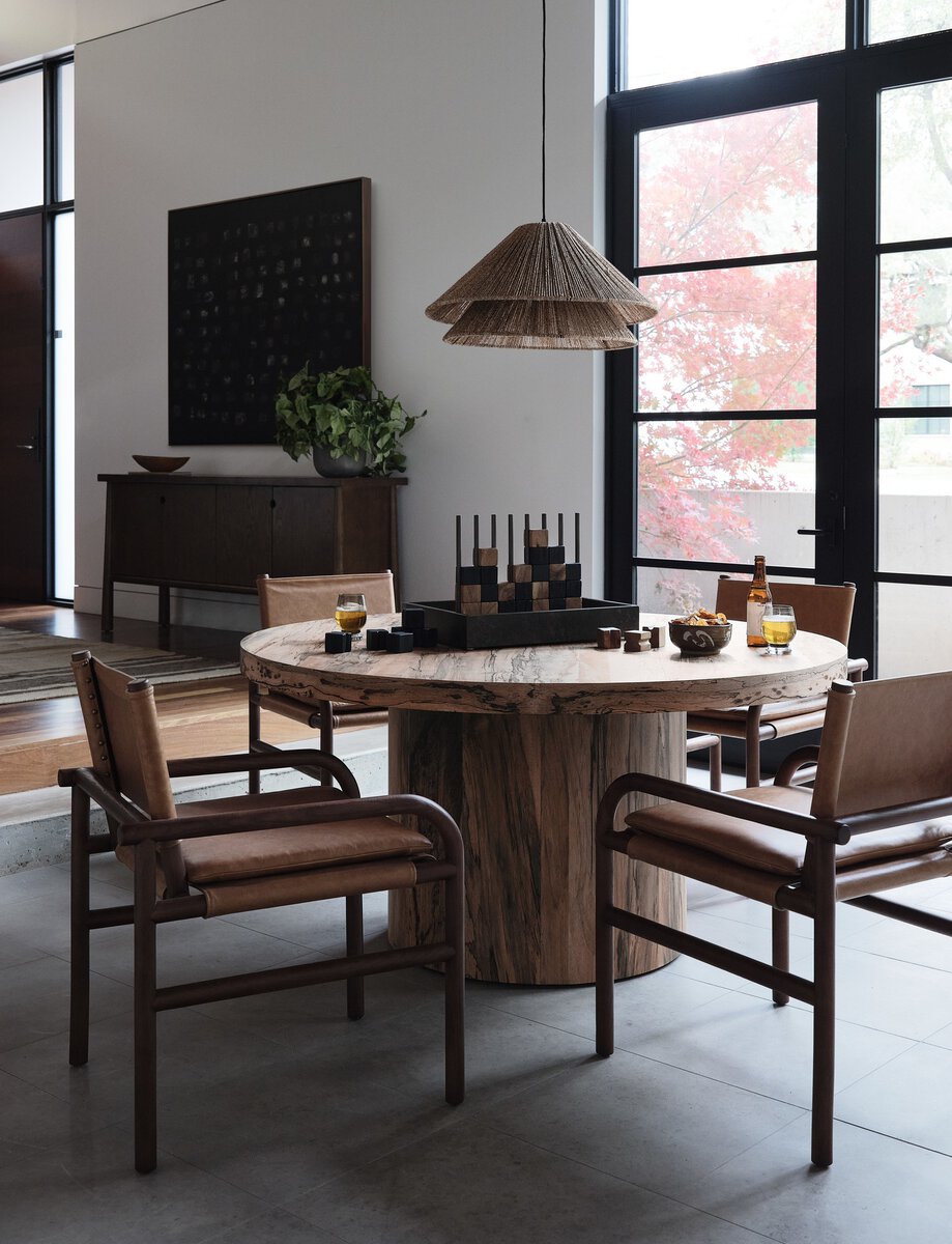Hudson Round Dining Table Spalted Primavera Four Hands